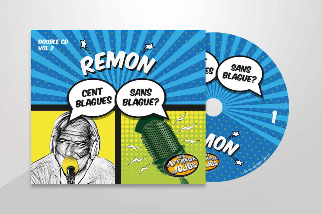 CD Cover Design for French Comedian Remon's Album of 100 Jokes
